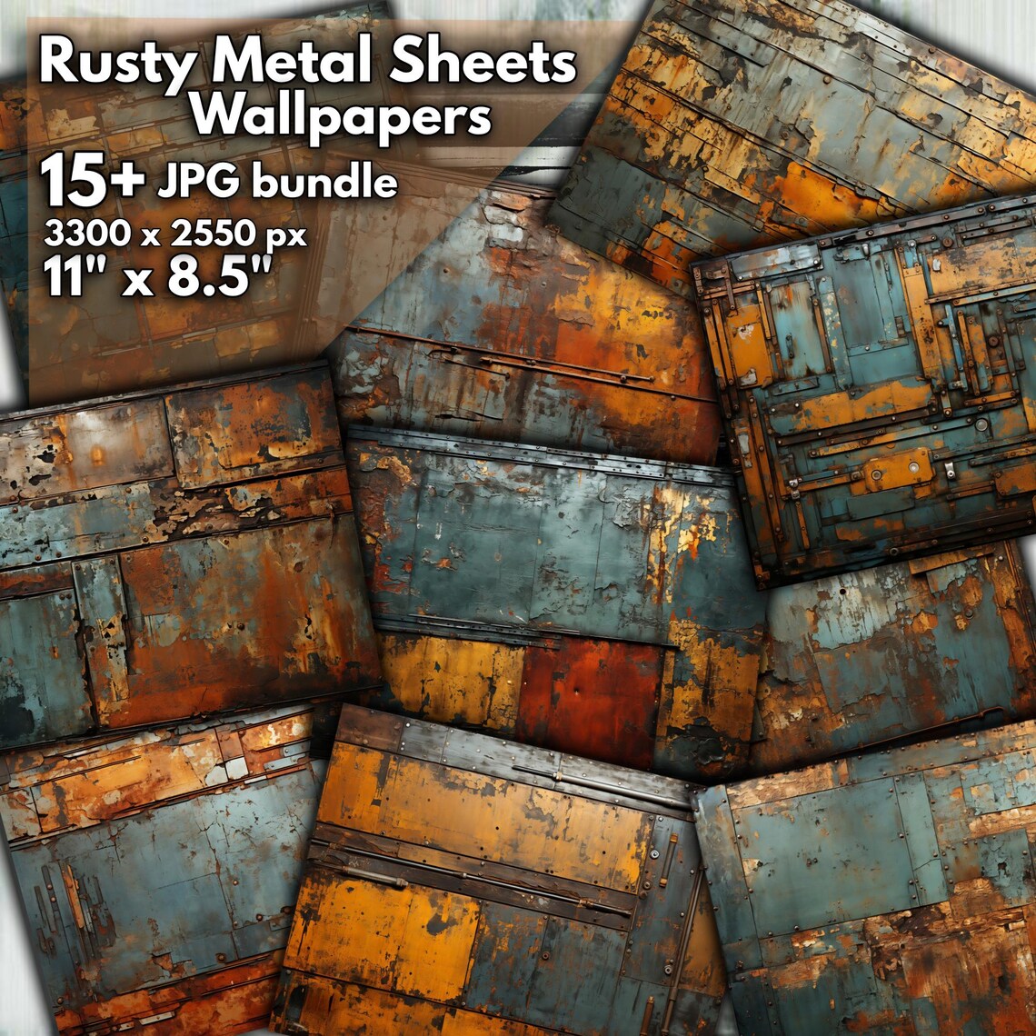 Rusty Metal Sheets Wallpapers | Weathered Metallic Textured DIGITAL ...