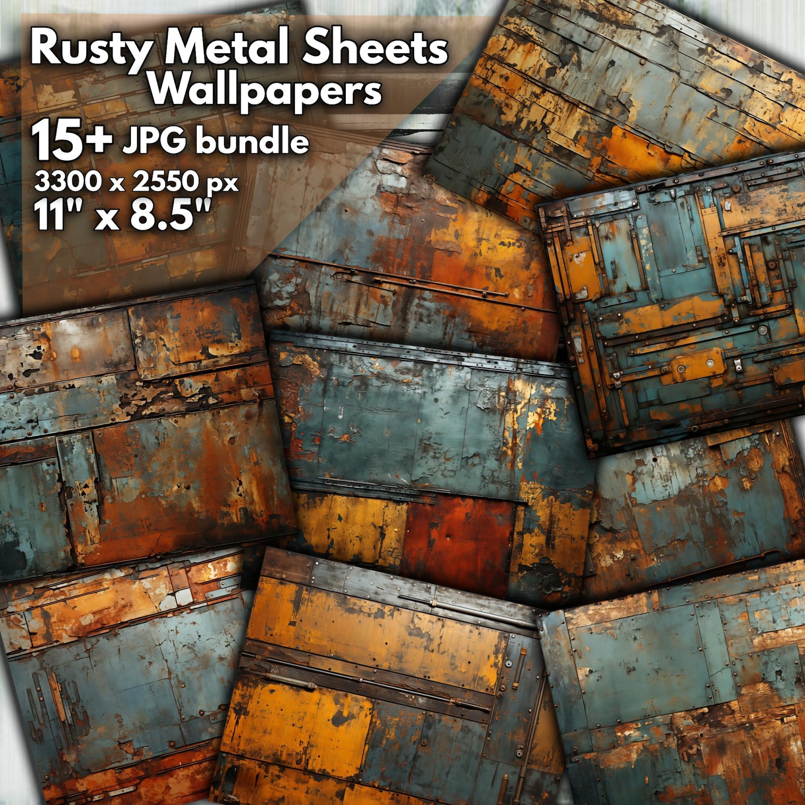 Rusty Metal Sheets Wallpapers | Weathered Metallic Textured DIGITAL ...