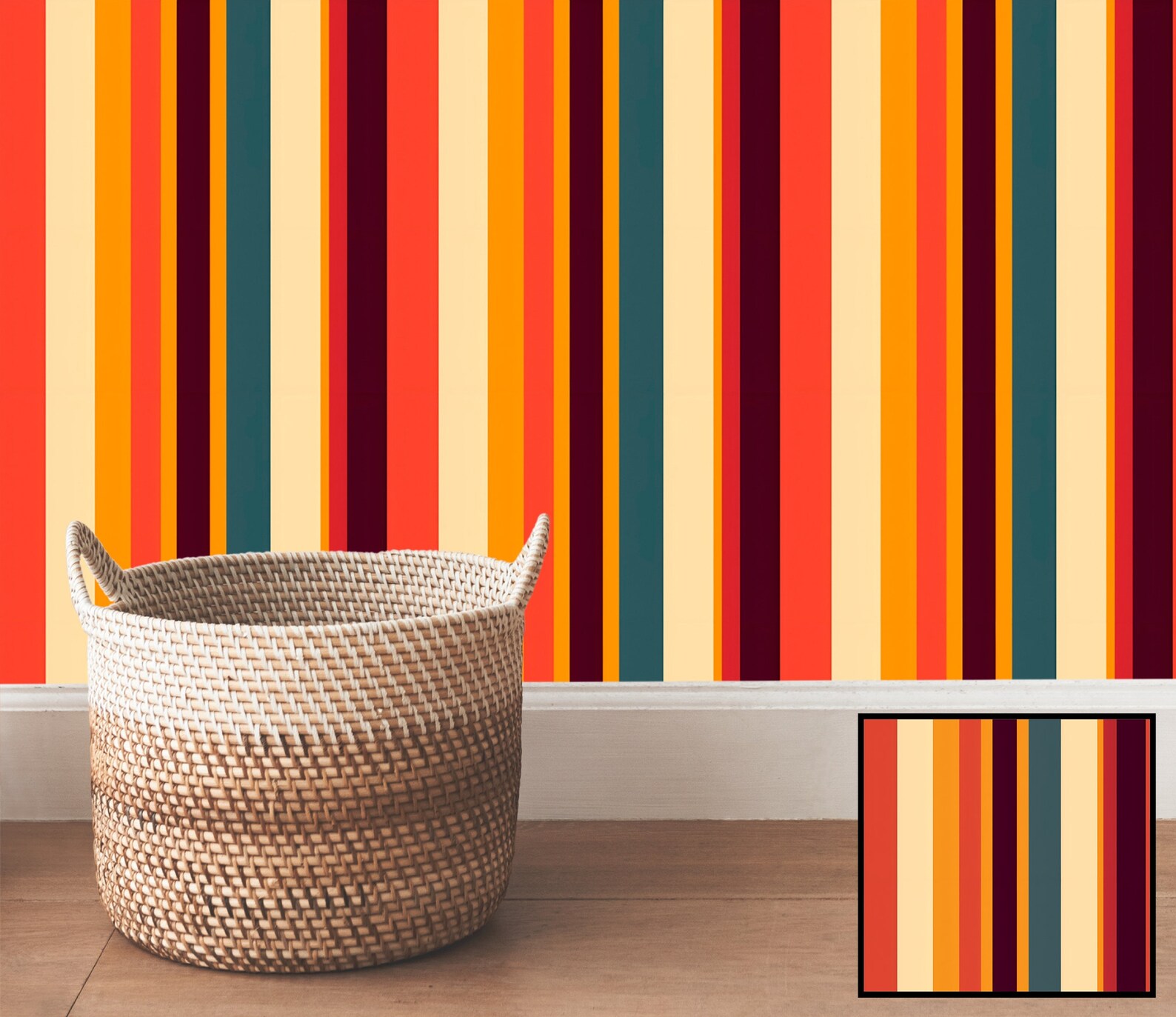 Retro Palette Vertical Stripes Digital Papers Printable 60s 70s Striped ...