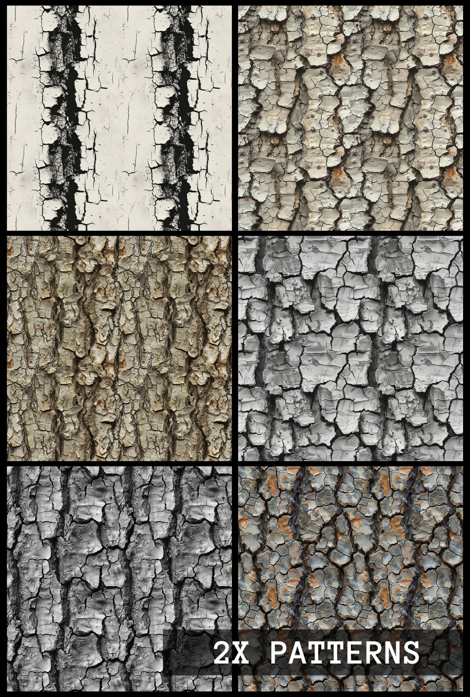 SEAMLESS Tree Bark Textures, Rustic Wooden DIGITAL Papers Pack ...
