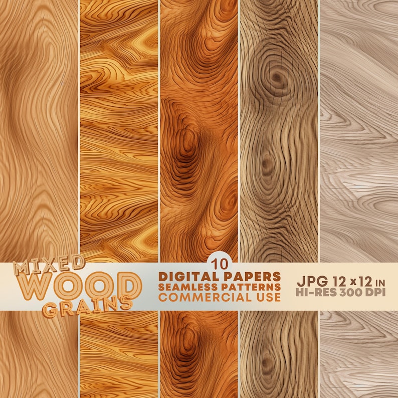 Wood Grain DIGITAL Papers Wooden Textures SEAMLESS Patterns - Etsy