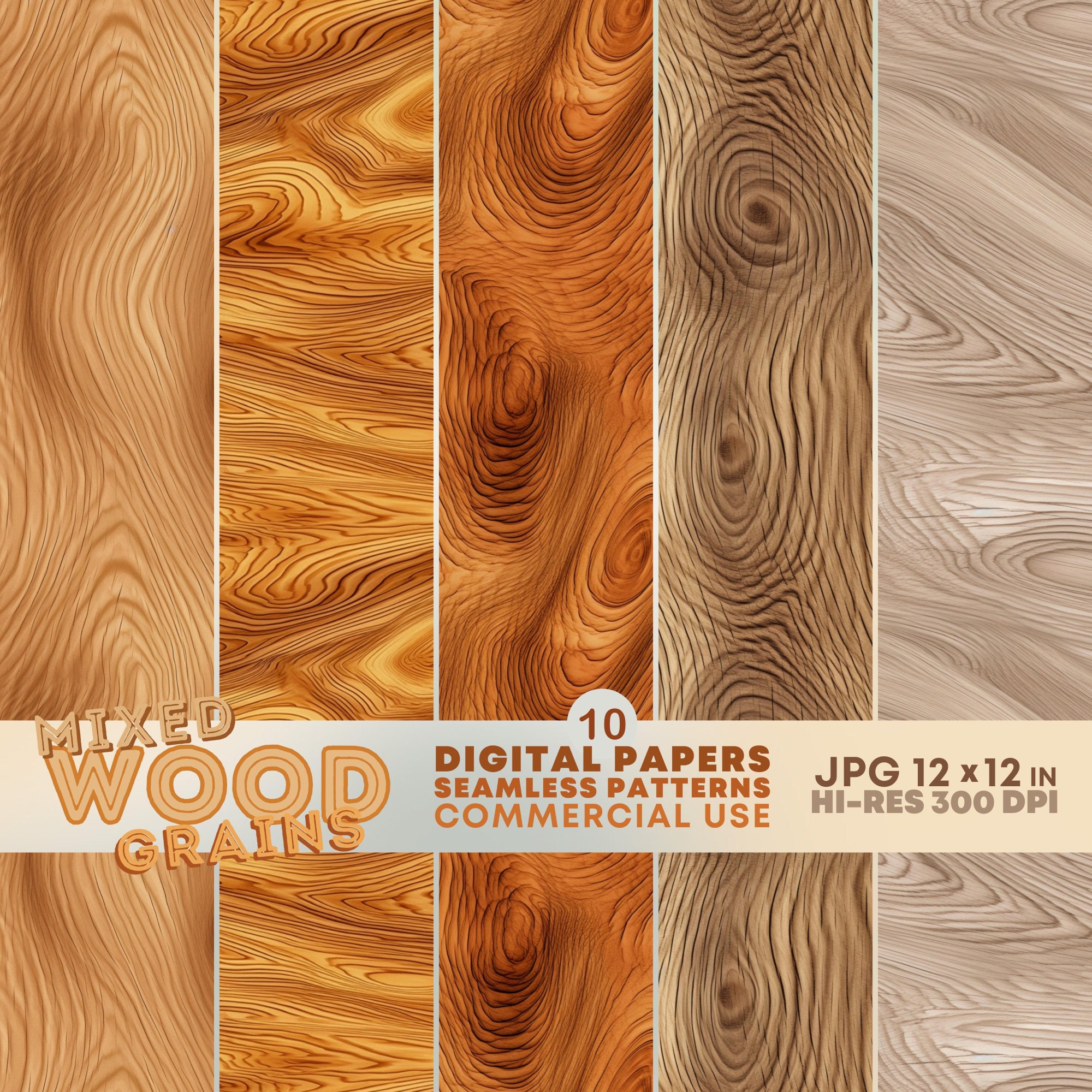 Wood Grain DIGITAL Papers Wooden Textures SEAMLESS Patterns - Etsy