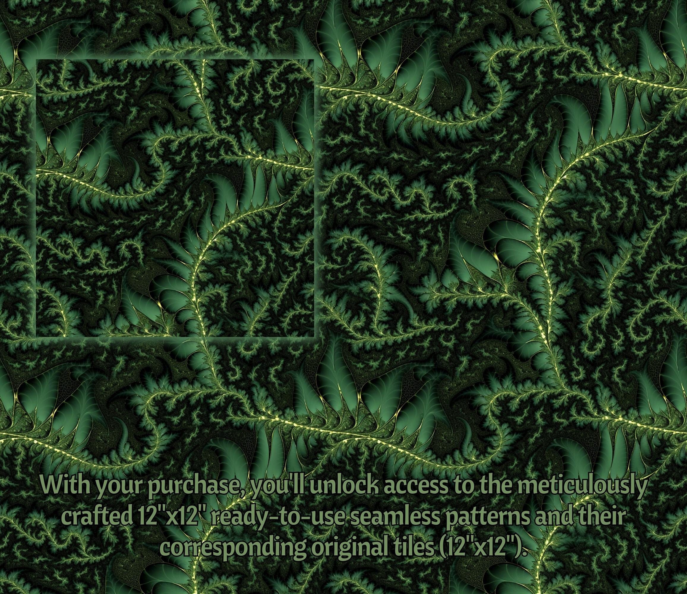 Green Fractals DIGITAL Papers Printable Fractal Geometry SEAMLESS ...