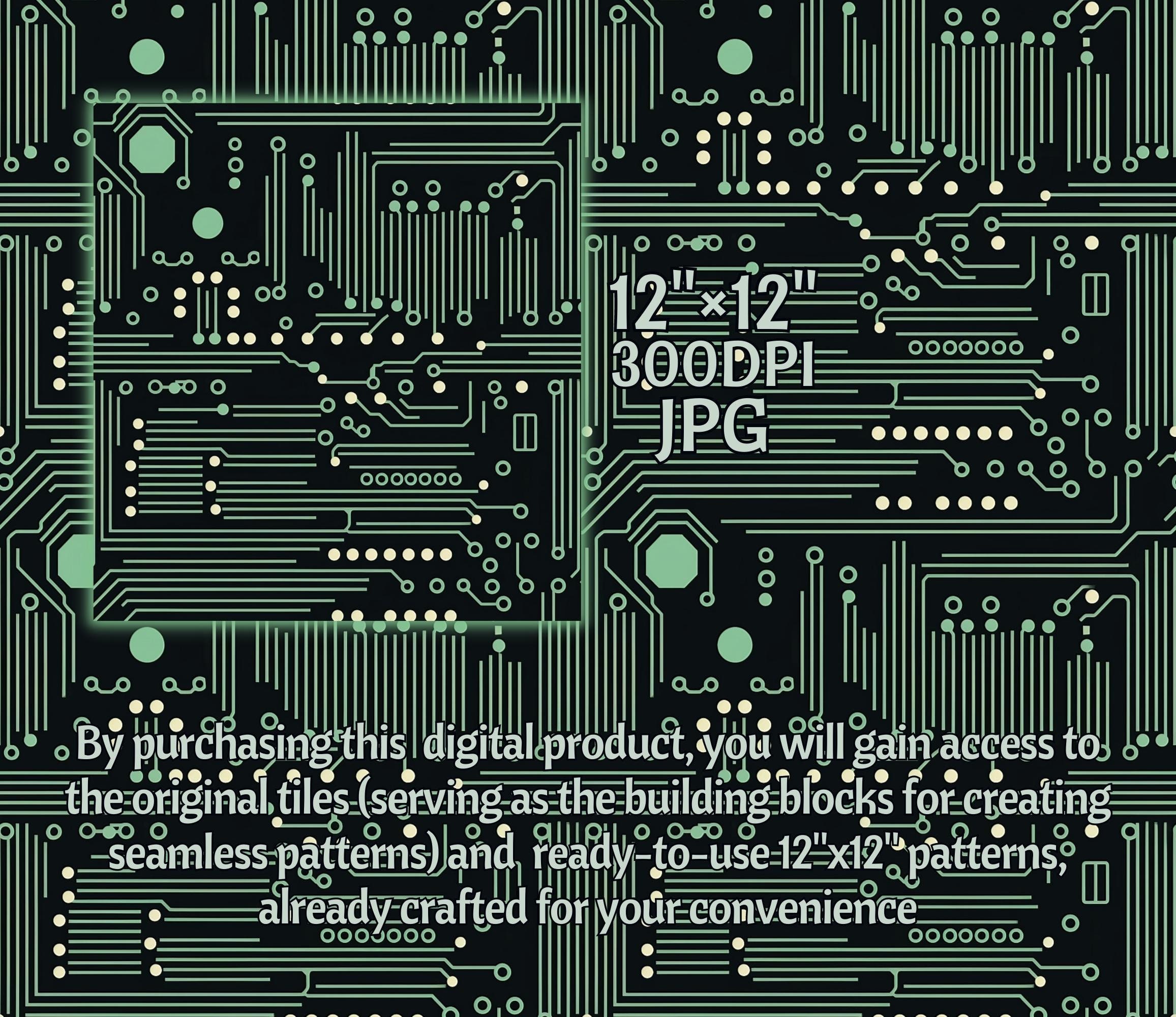 Dark Green Circuit Board SEAMLESS Patterns Printable Circuitry DIGITAL ...