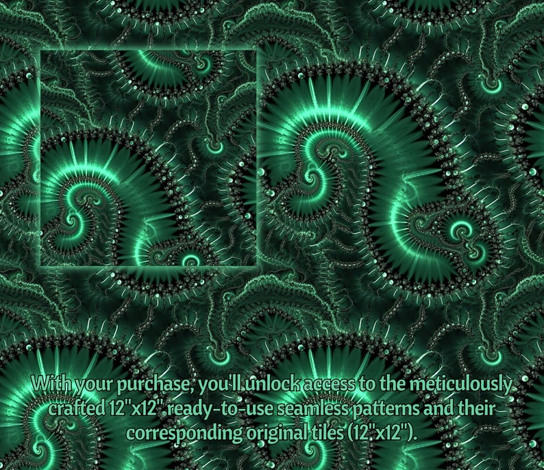 Green Fractals DIGITAL Papers Printable Fractal Geometry SEAMLESS ...