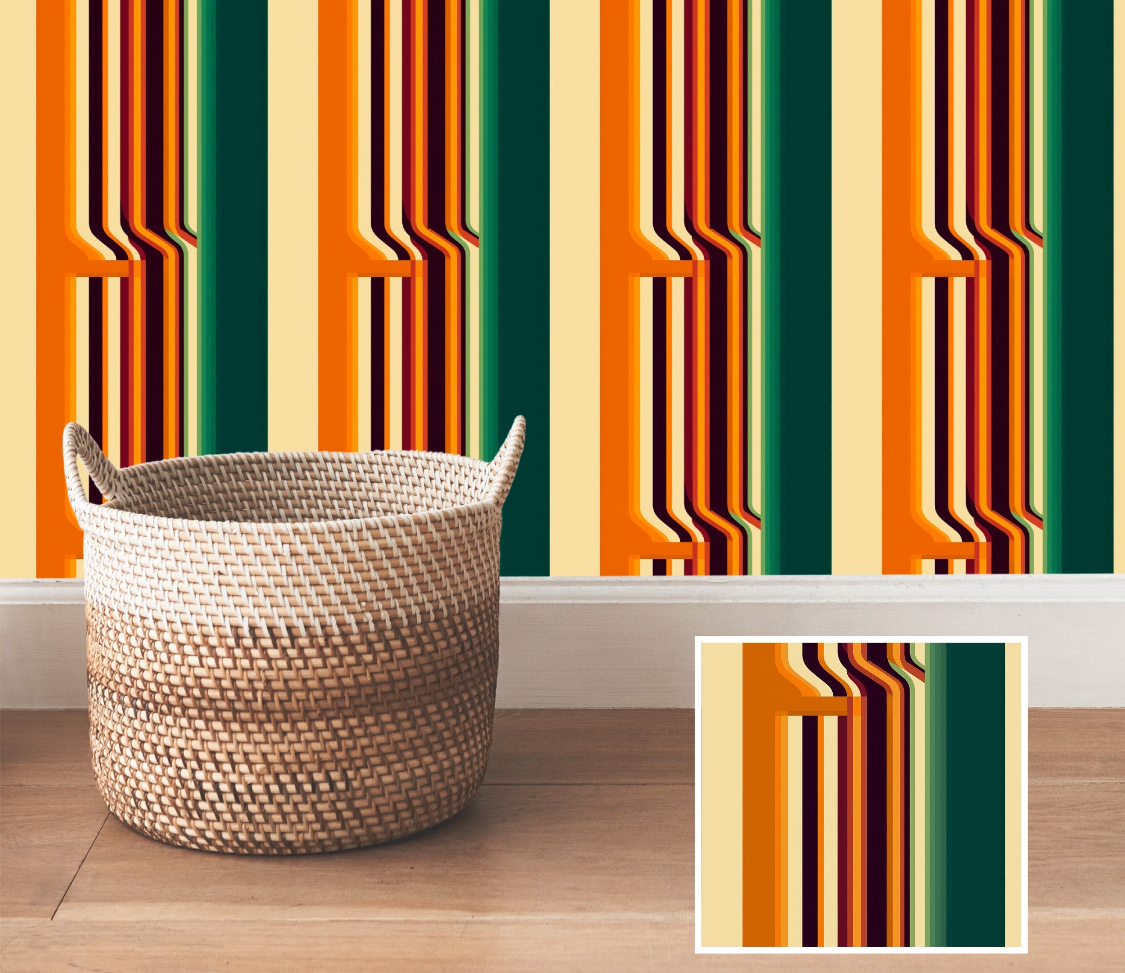 Green Retro Stripes Digital Papers Printable Geometric Striped Seamless Patterns - Etsy