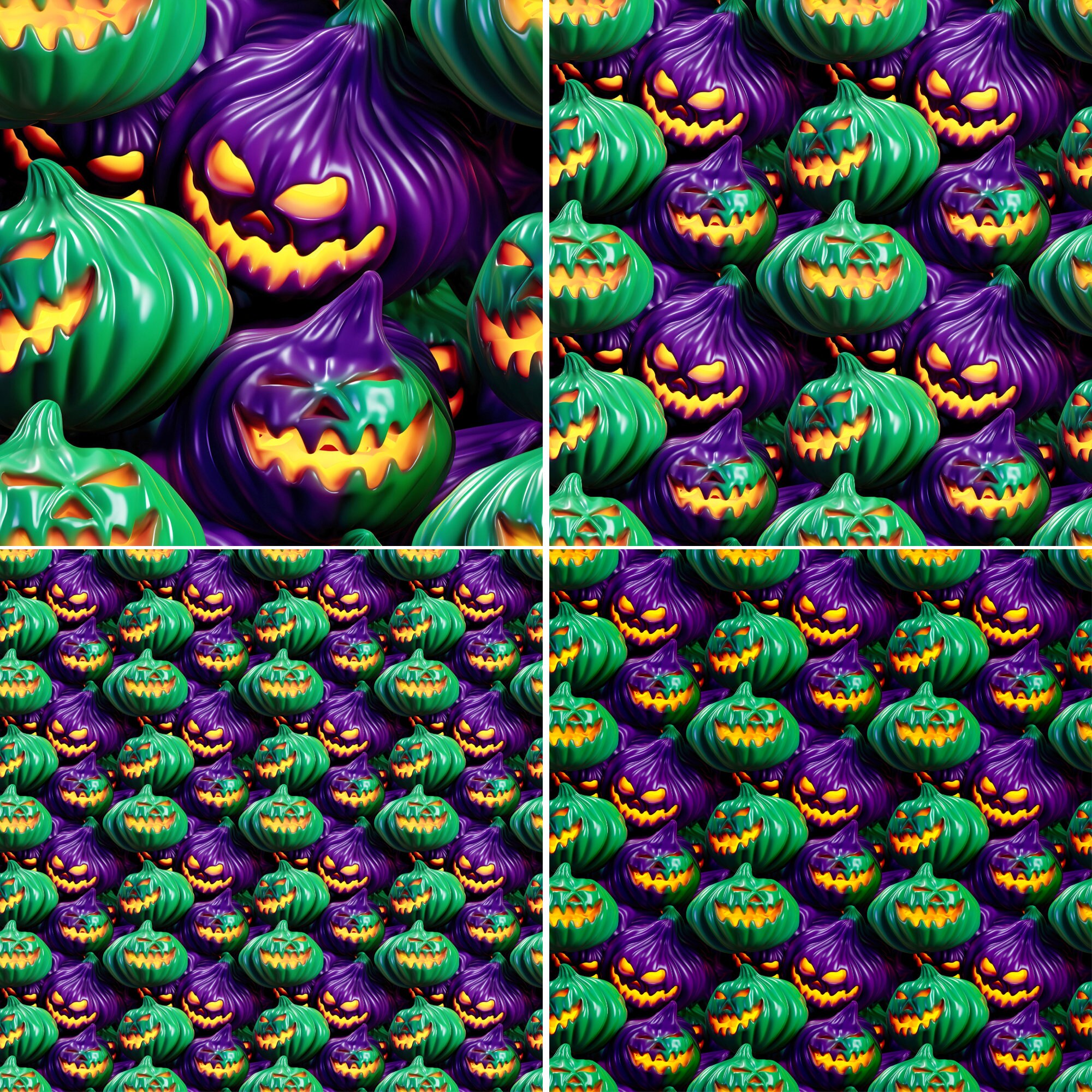 Seamless Jack O Lantern Patterns Printable Halloween Creepy Pumpkins ...