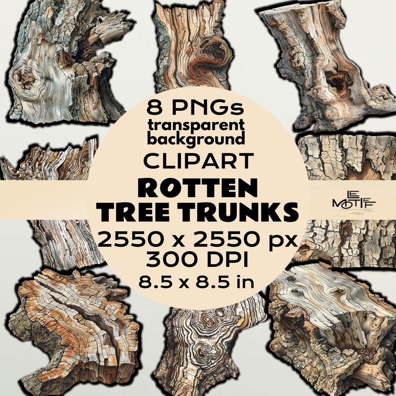 Rotten Tree Trunk Clipart, Decayed Wood Logs Pngs, Wood Rot Digital ...