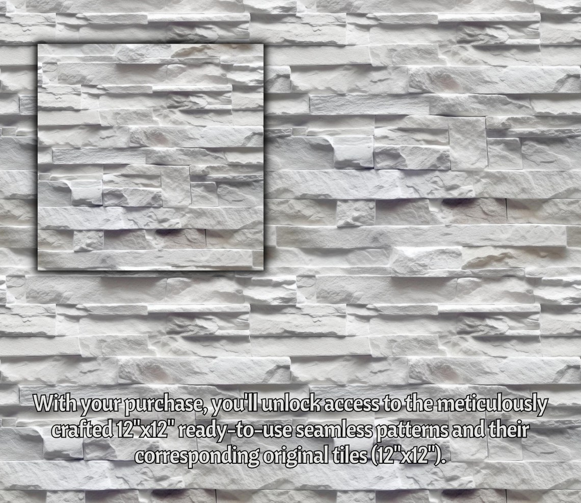 White Brick & Stone Wall Textures DIGITAL Papers Printable SEAMLESS ...