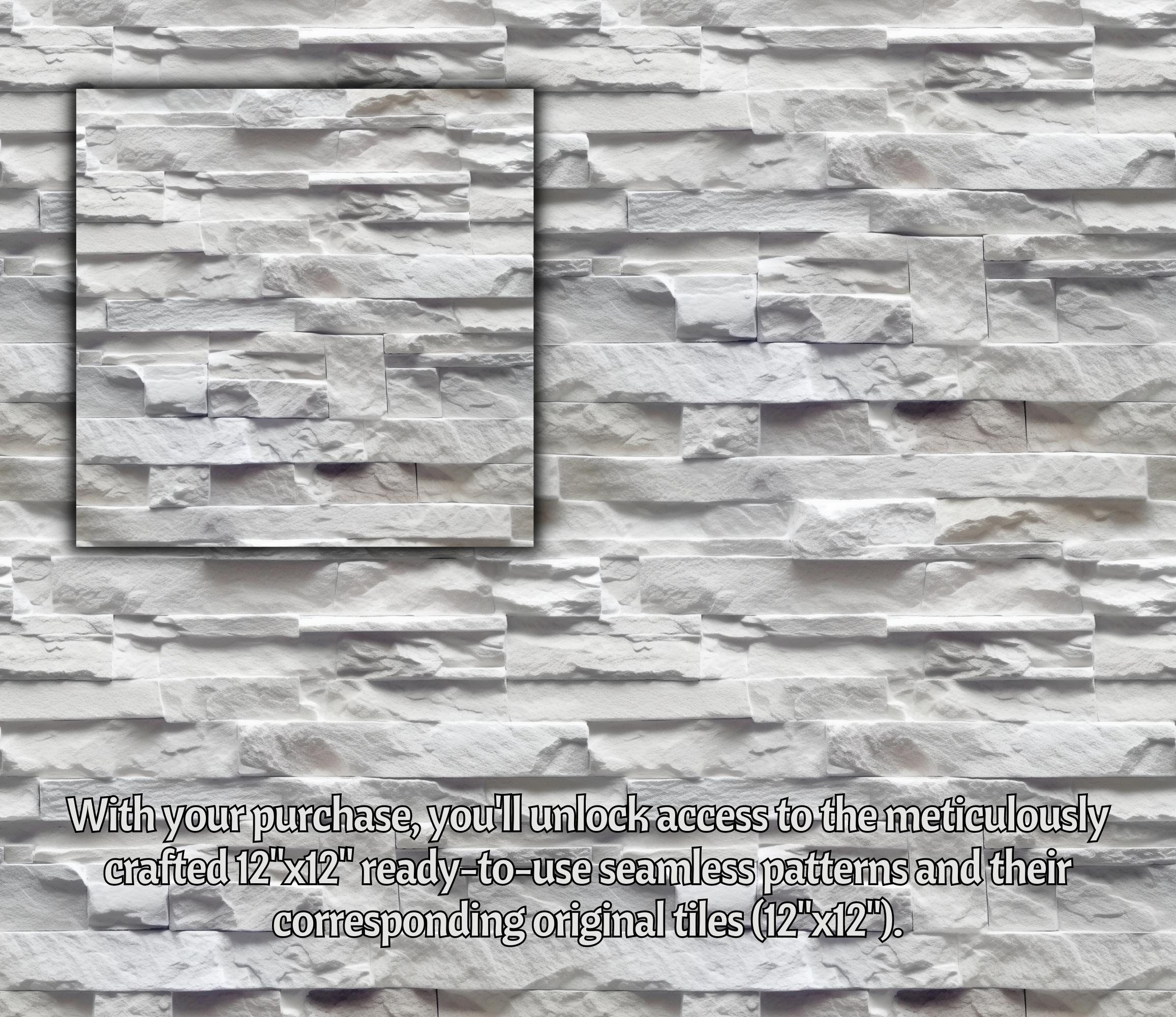 White Brick & Stone Wall Textures DIGITAL Papers Printable SEAMLESS ...