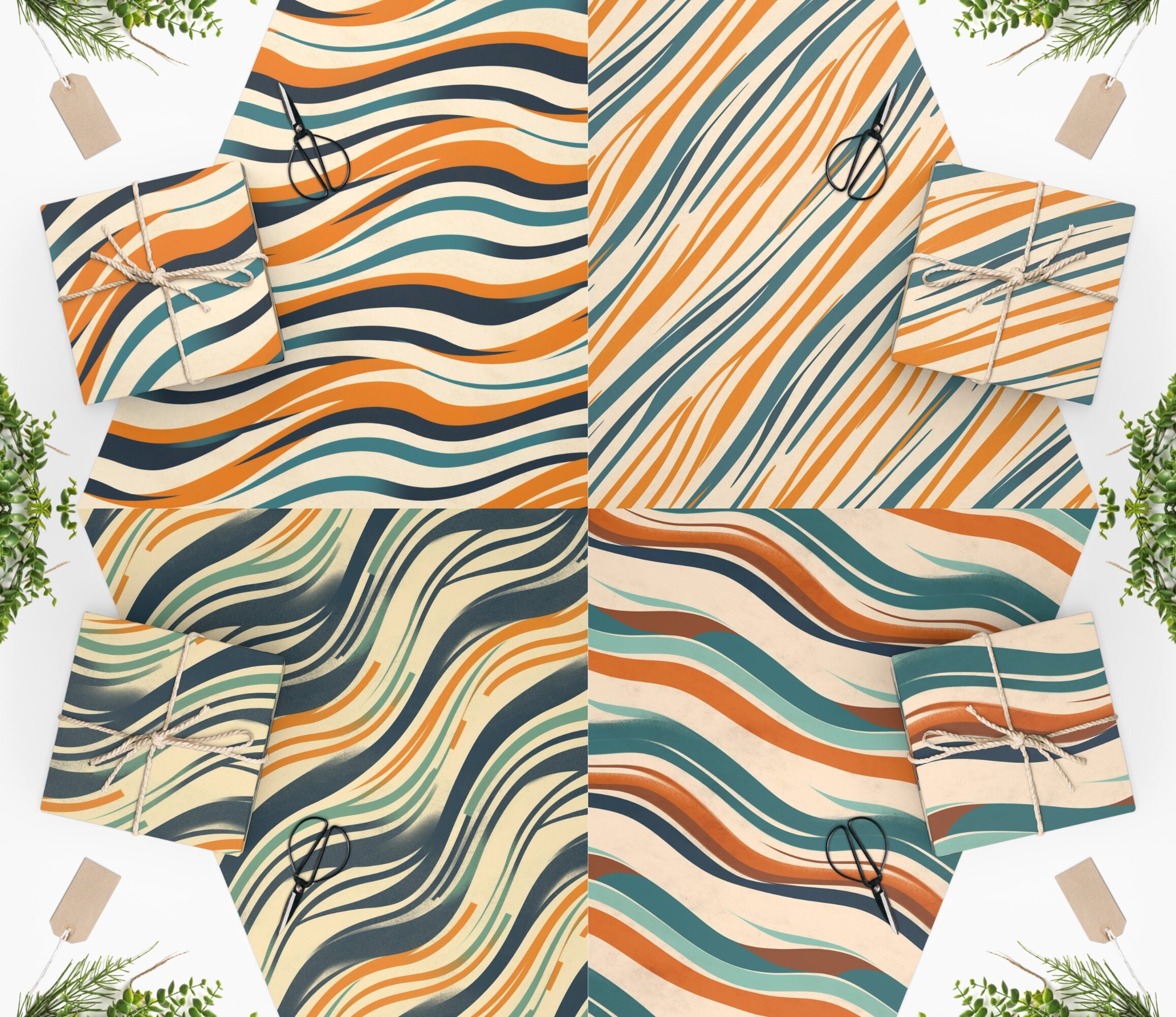 Wavy Stripes Digital Papers Printable Retro Wavy Lines - Etsy