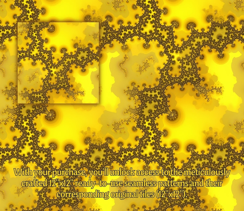 Yellow Fractals DIGITAL Papers Printable Fractal SEAMLESS Patterns ...