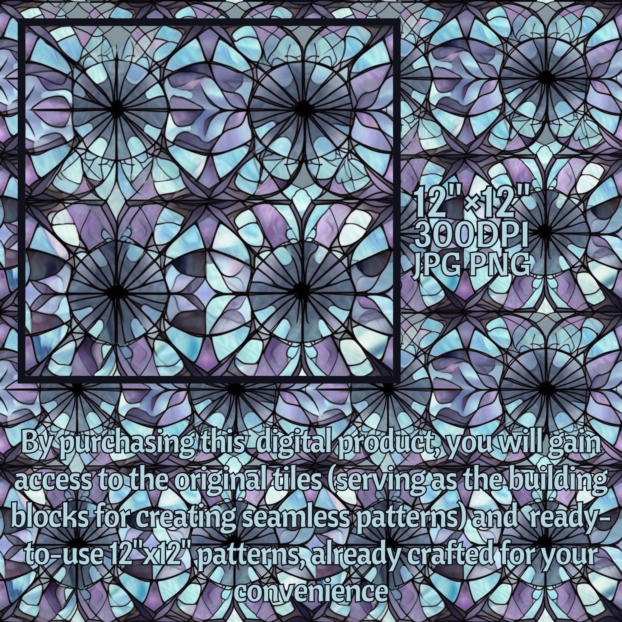 Stained Glass DIGITAL Papers Printable Fine Mosaic Glass Seamless ...