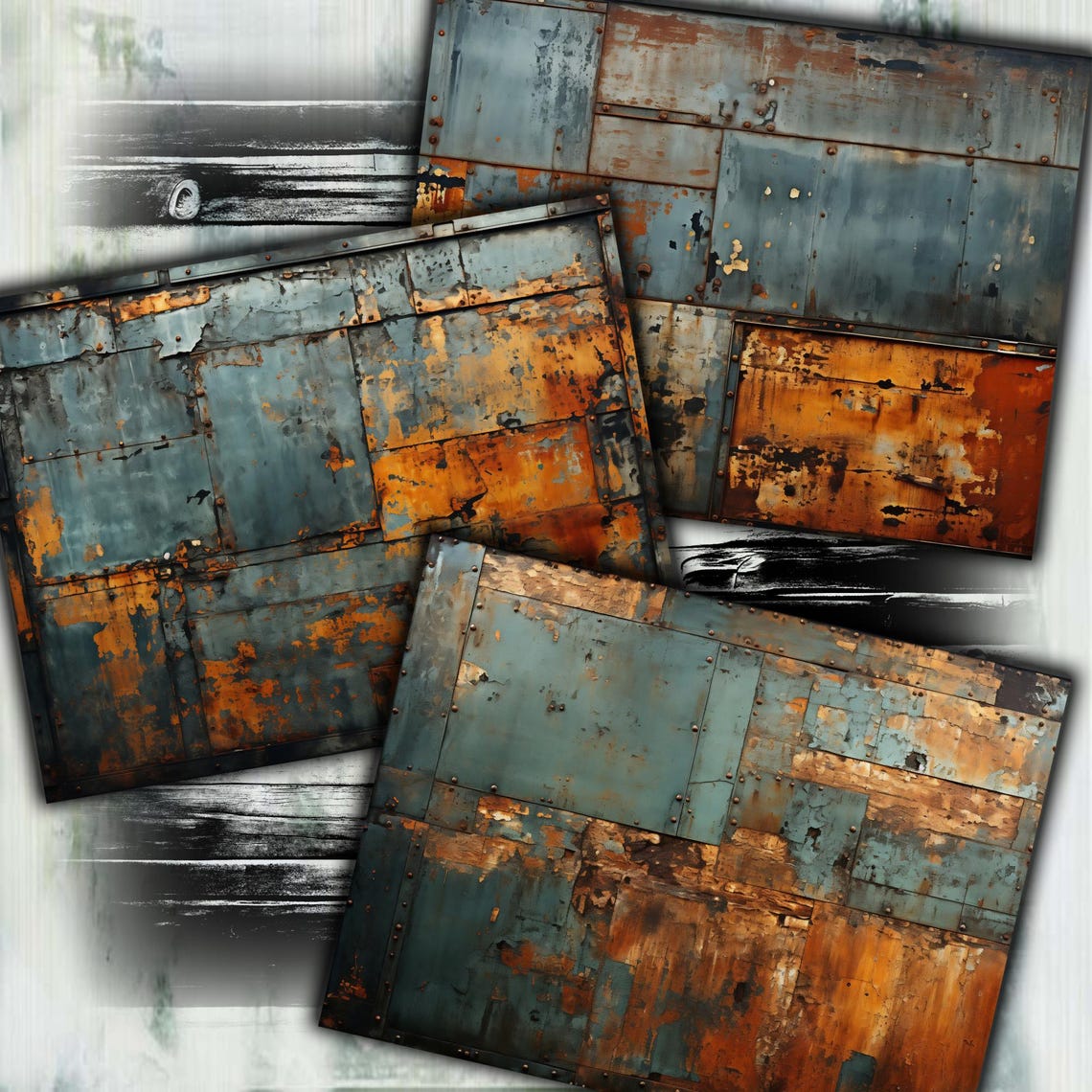 Rusty Metal Sheets Wallpapers | Weathered Metallic Textured DIGITAL ...