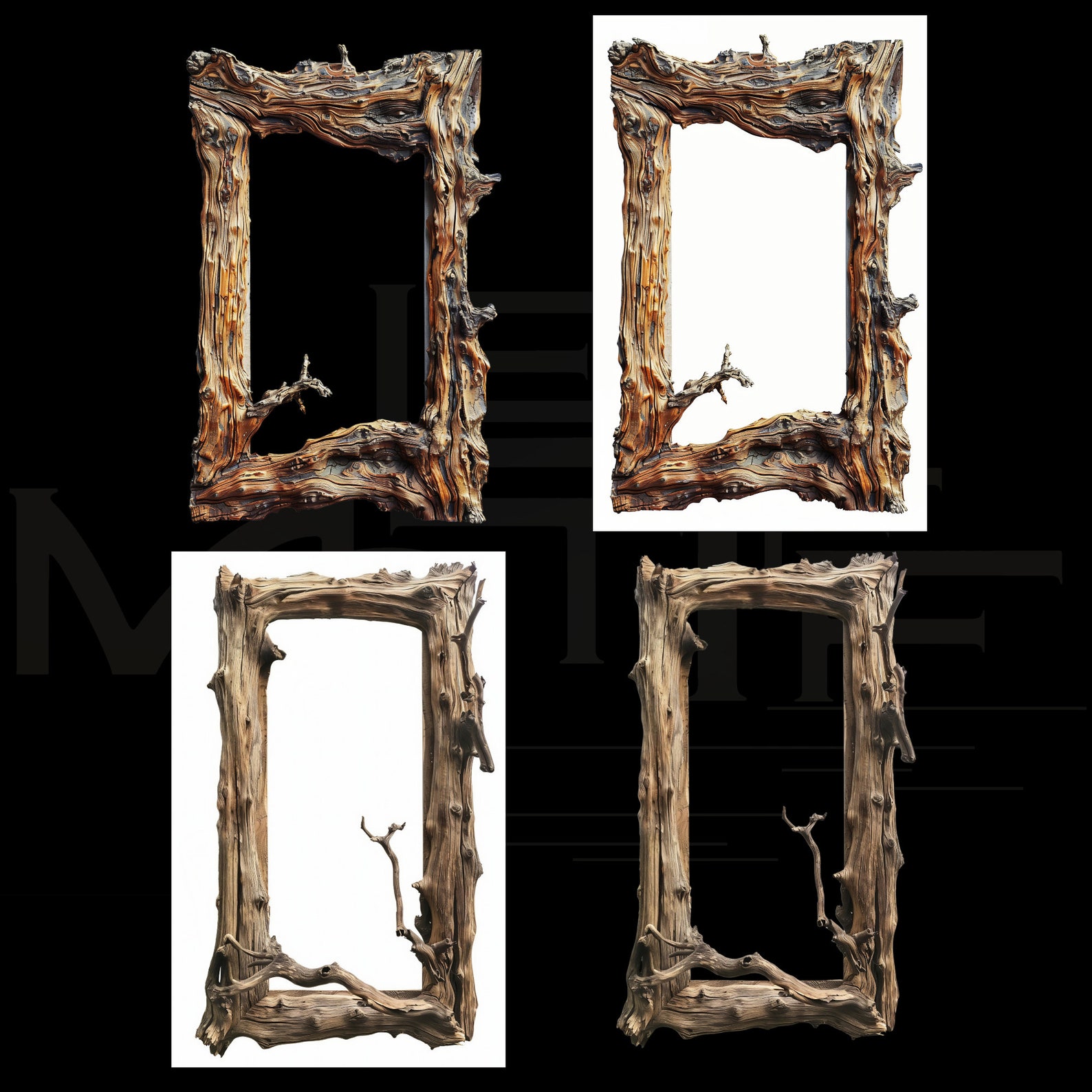 Weathered Wood Frames Clipart, Realistic Wooden Frames Junk Journal ...