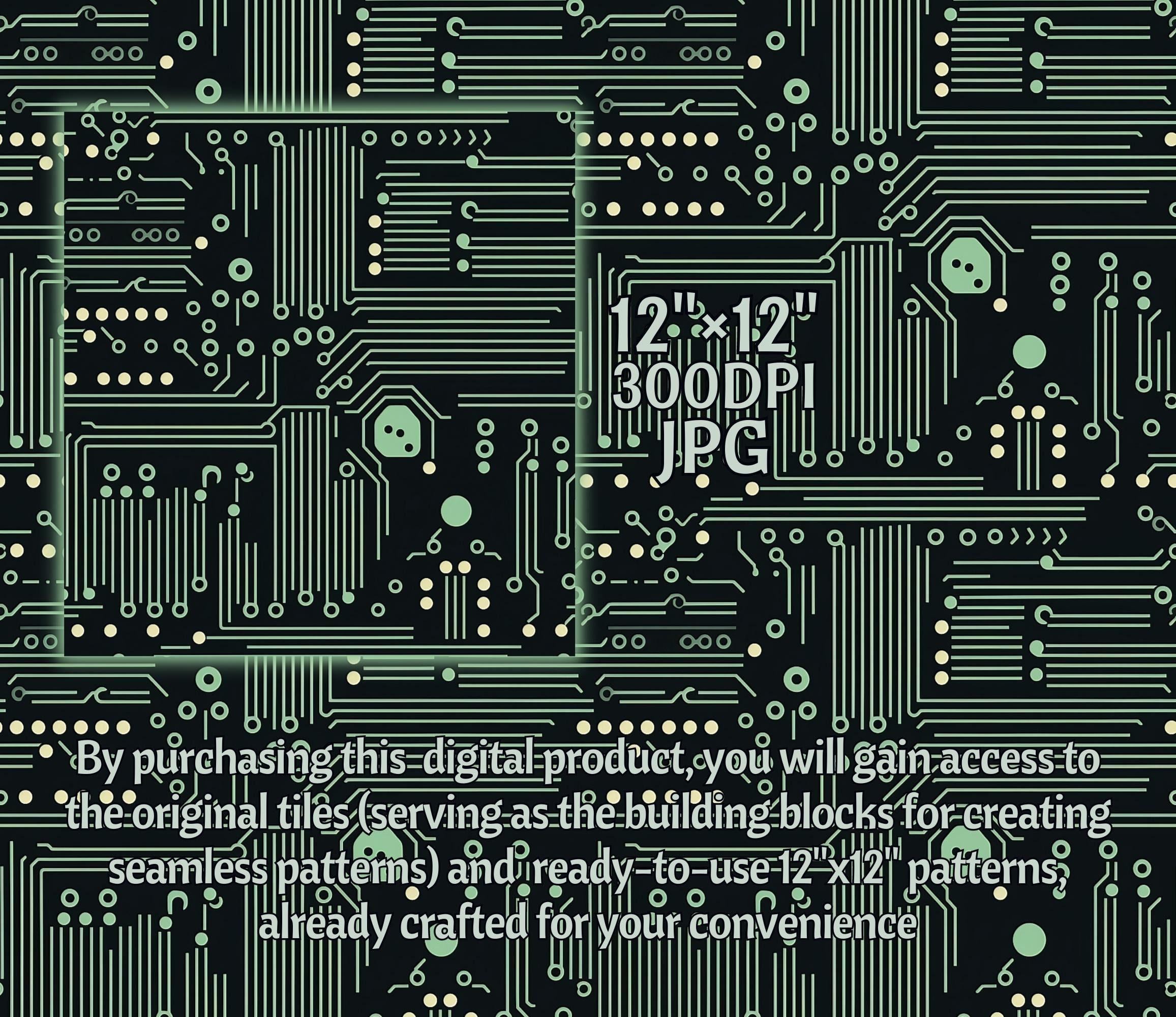 Dark Green Circuit Board SEAMLESS Patterns Printable Circuitry DIGITAL ...