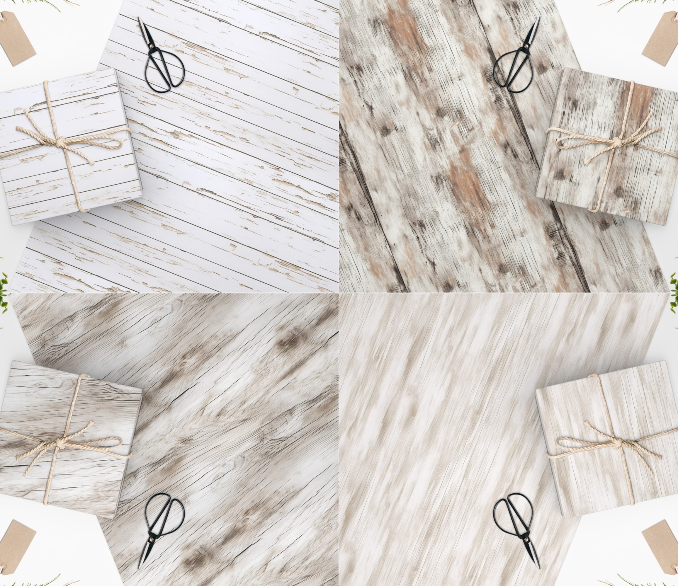 Distressed Wood Planks Digital Paper, Farmhouse Rustic Patterns ...