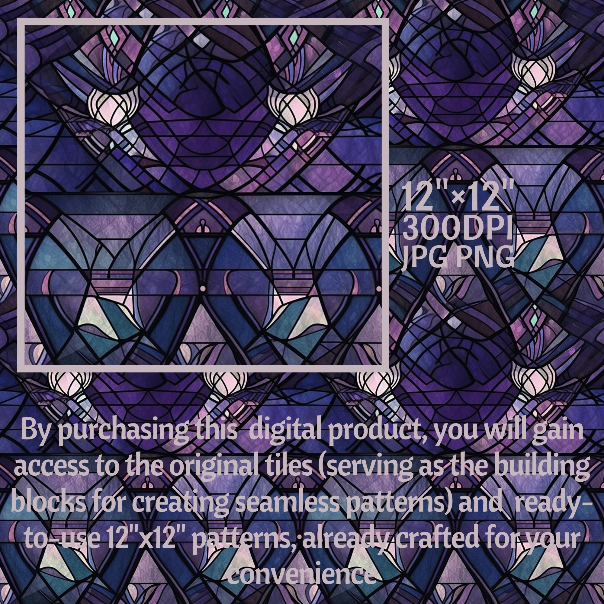 Stained Glass DIGITAL Papers Printable Fine Mosaic Glass Seamless ...