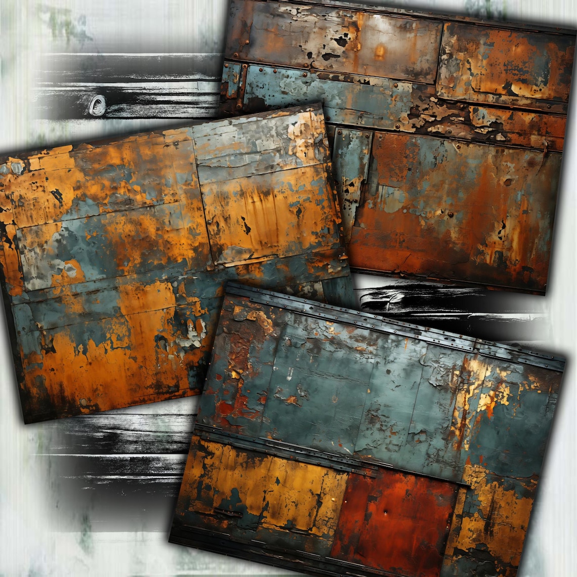 Rusty Metal Sheets Wallpapers | Weathered Metallic Textured DIGITAL ...