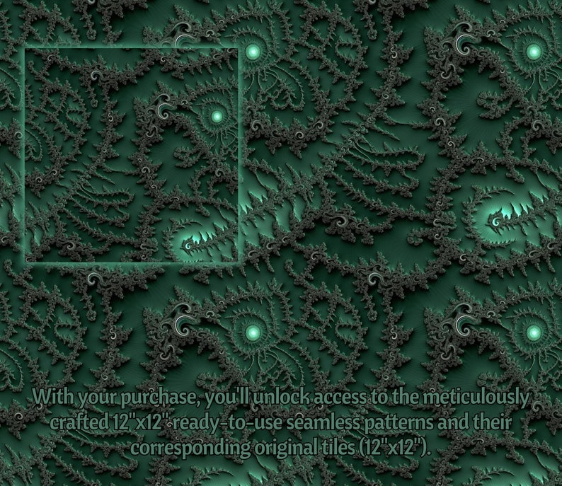 Green Fractals DIGITAL Papers Printable Fractal Geometry SEAMLESS ...