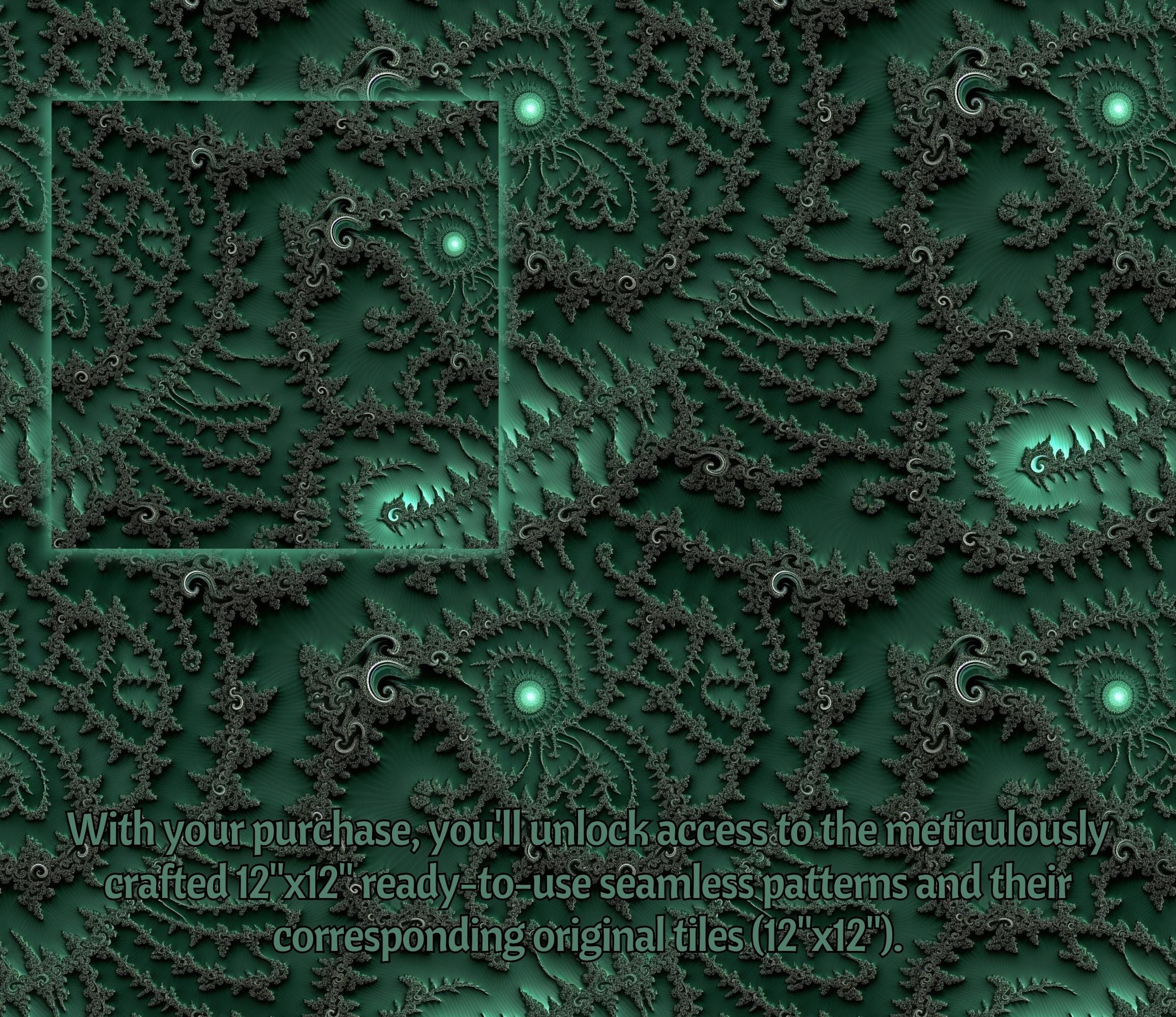 Green Fractals DIGITAL Papers Printable Fractal Geometry SEAMLESS ...