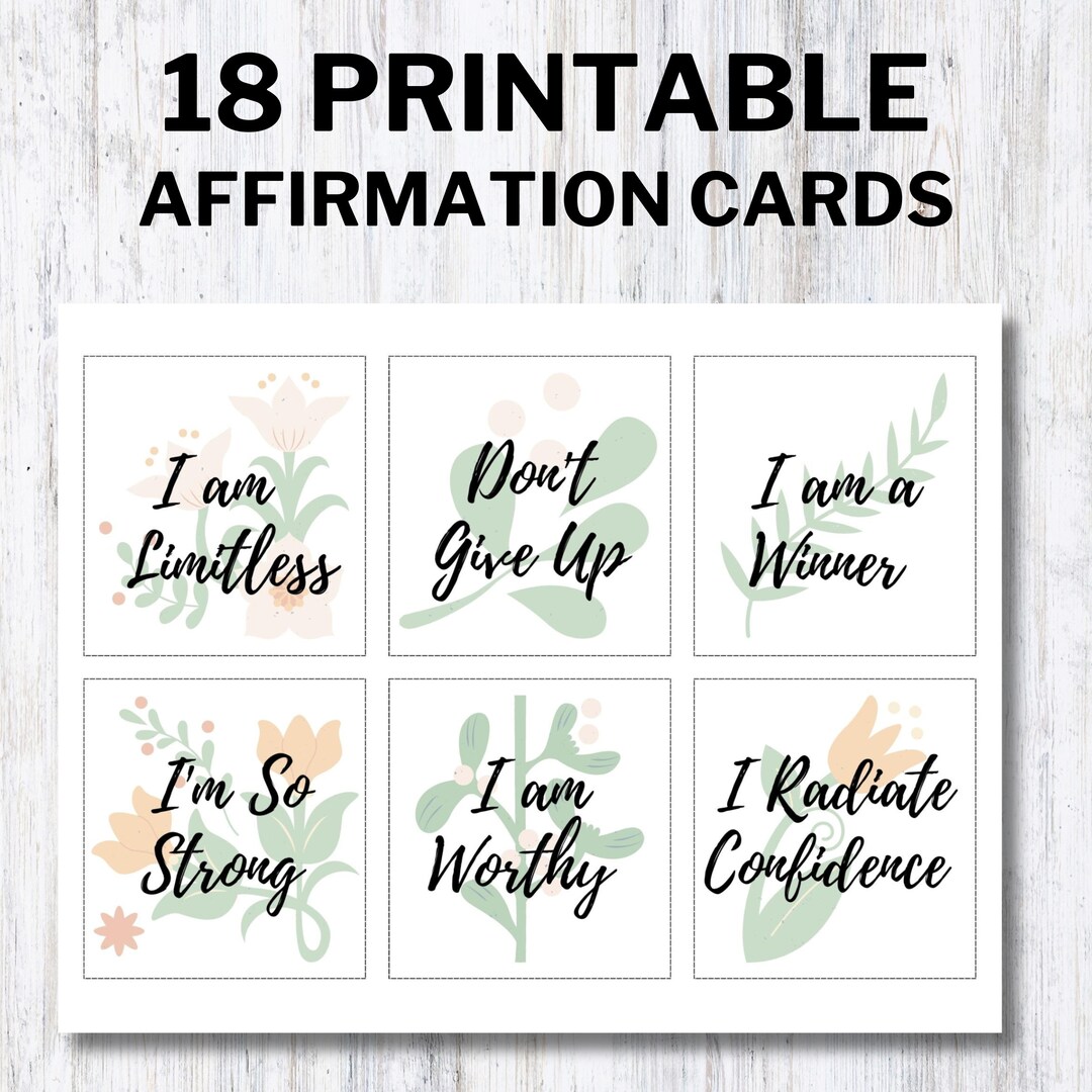 18 Affirmation Cards Printable Affirmation Deck - Etsy