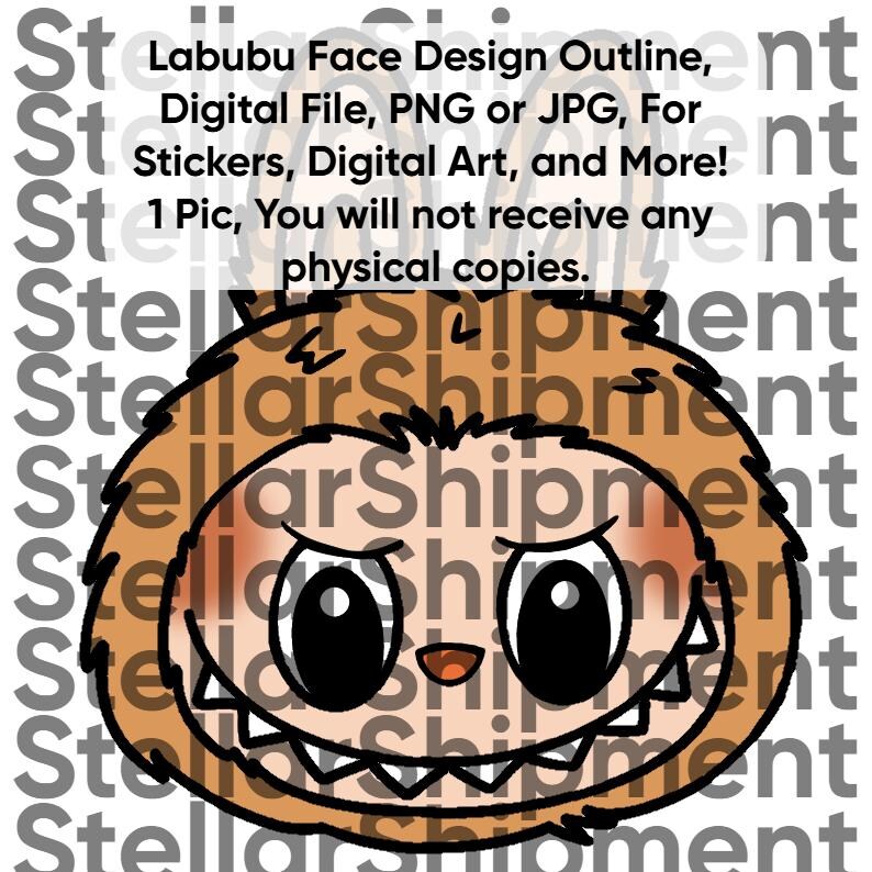 Labubu Face Design Outline, Digital File, PNG or JPG, for Stickers ...
