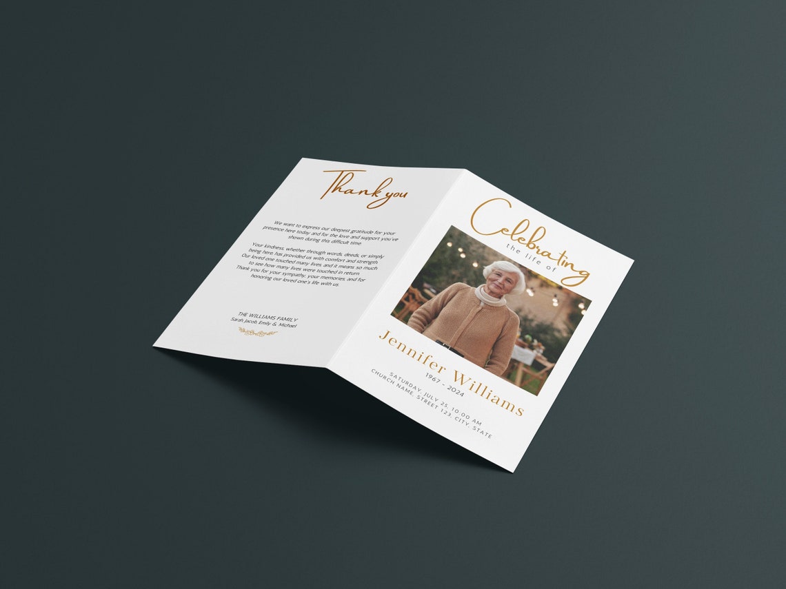 Funeral Program Canva Template, Minimalist Obituary Template, Funeral ...