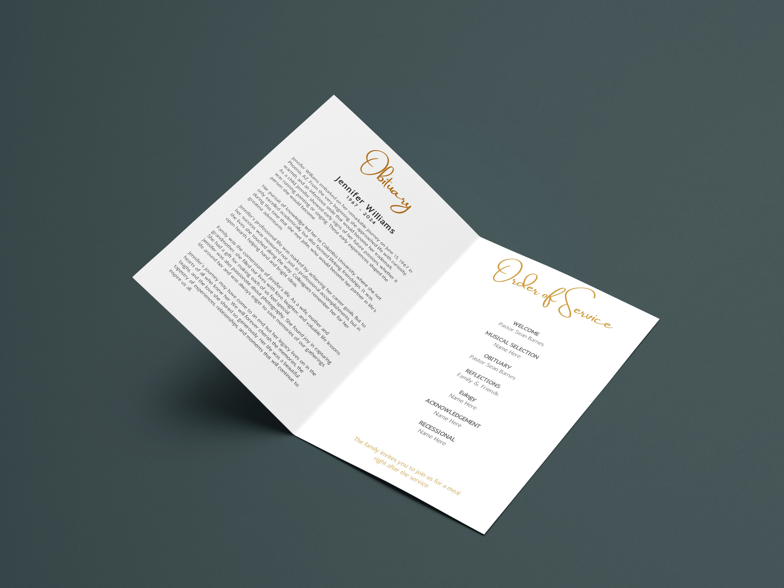 Funeral Program Canva Template, Minimalist Obituary Template, Funeral ...