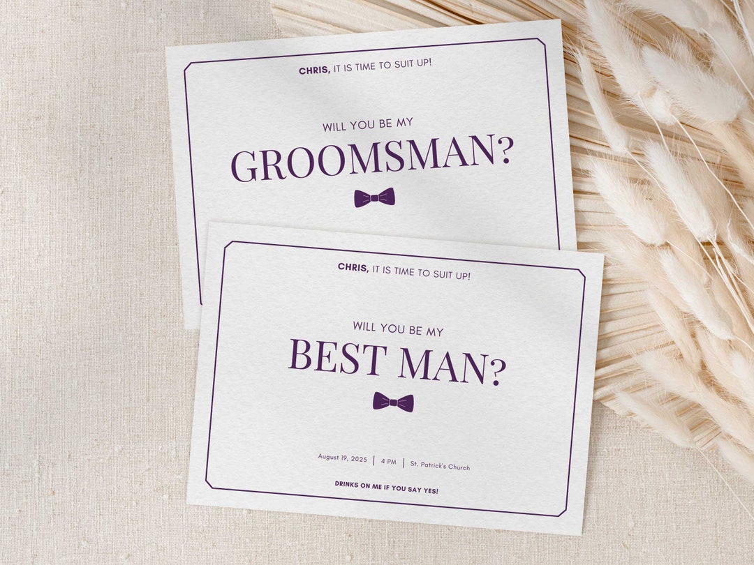 Groomsmen Proposal Card Template, Canva Best Man Proposal, Editable ...