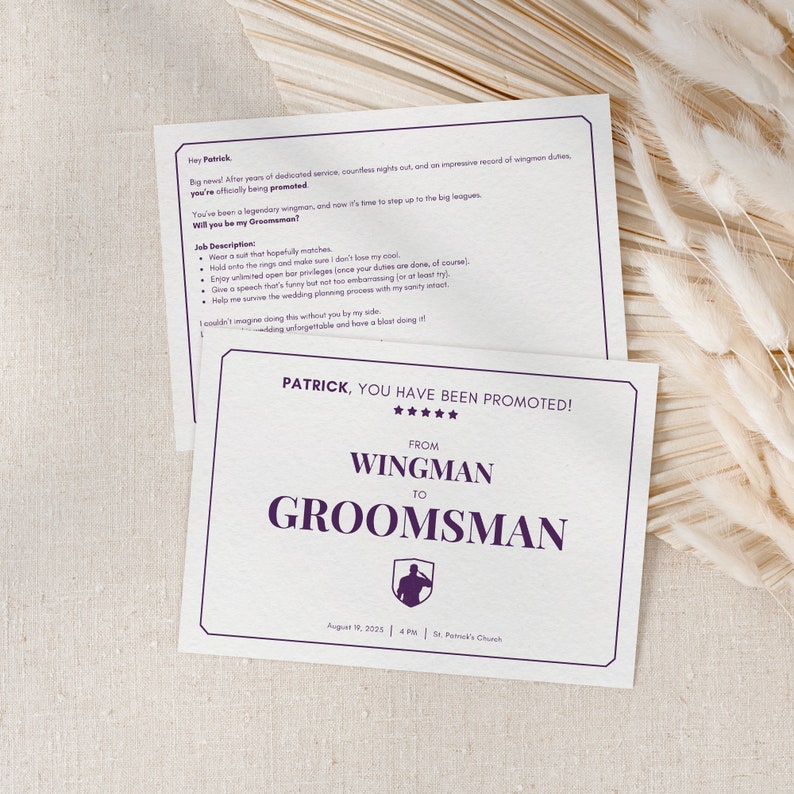 Editable Groomsman & Best Man Proposal Template - Promoted From Wingman ...