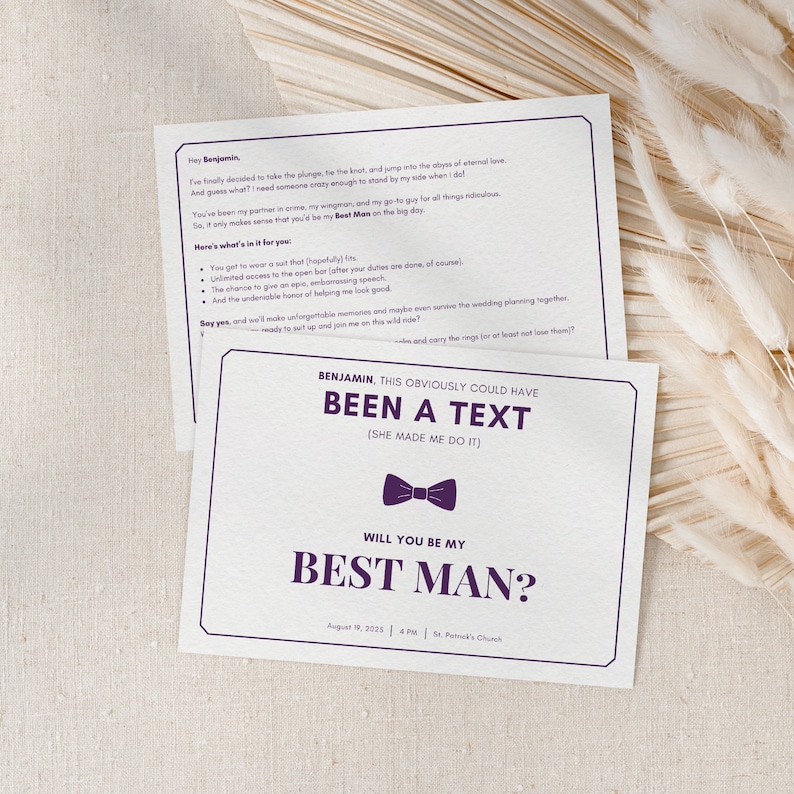 Editable Groomsman & Best Man Proposal Template | Customizable Wedding ...