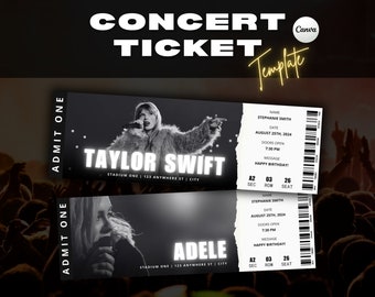 Holographic Editable Concert Ticket Template, Custom Concert Ticket ...