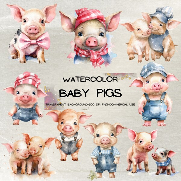 Pig Watercolor - Etsy