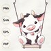 Cute Cow on Swing PNG, Cow on Swing SVG, Cute Cow Png, Sublimation File ...