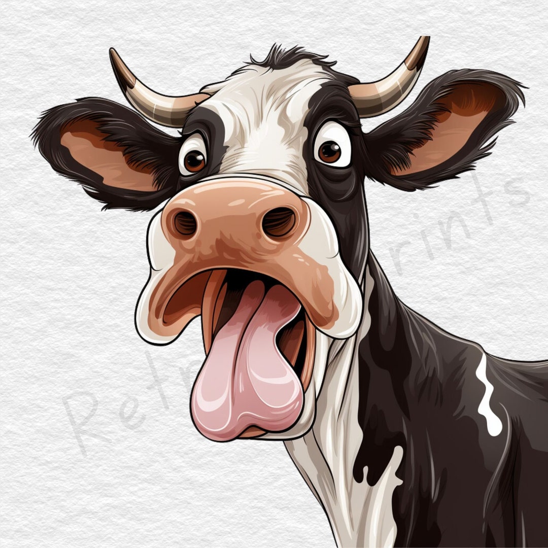 Cute and Crazy Cow Clipart 5 High Quality Pngs Digital Download Card Making, Commercial Cow PNG ...