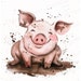 6 Pigs in Mud Clipart, Muddy Pig Clipart, Printable Pig Clipart, Cute ...