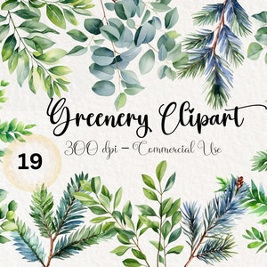 Watercolor Greenery Clipart, Frames, Branches PNG (digital Download) - Etsy