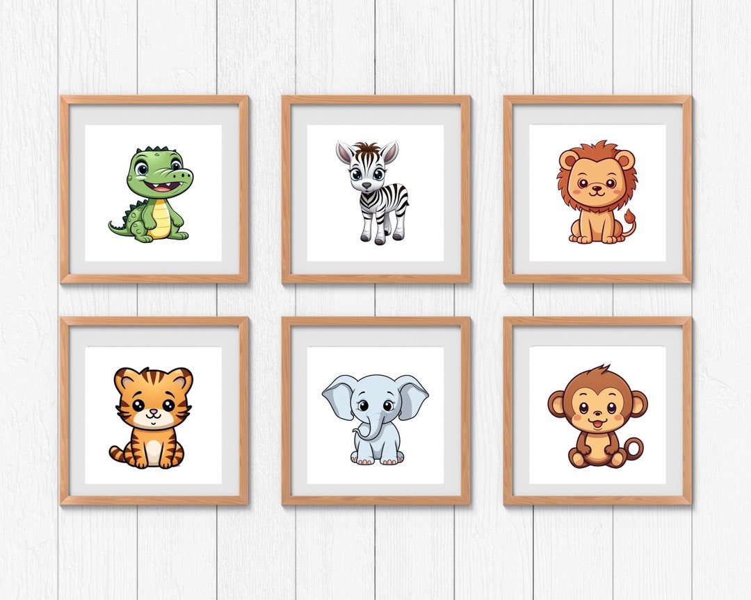 Safari Jungle Animal Prints, Set of 6 Nursery Wall Art Prints, Nursery ...
