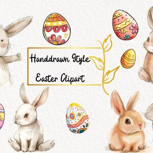 Cute Easter Bunny Clipart, DIGITAL DOWNLOAD, Handdrawn Spring Bunnies ...
