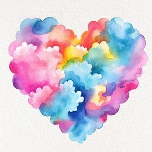 Rainbow Cloud Heart Clipart, Love Heart Clipart, Handpainted ...