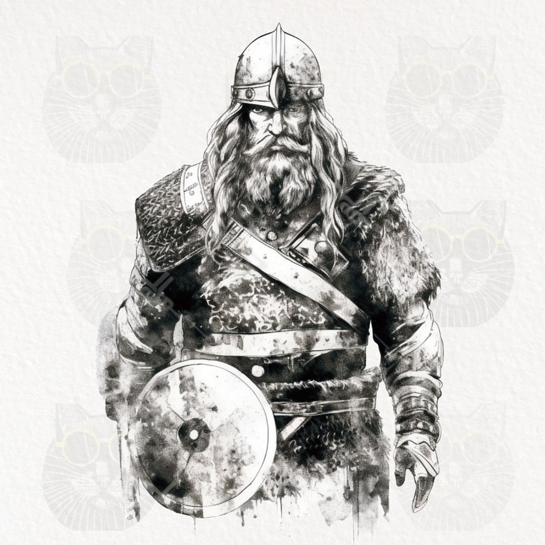 Black and White Viking Image, Viking Warrior, Printable Watercolor ...
