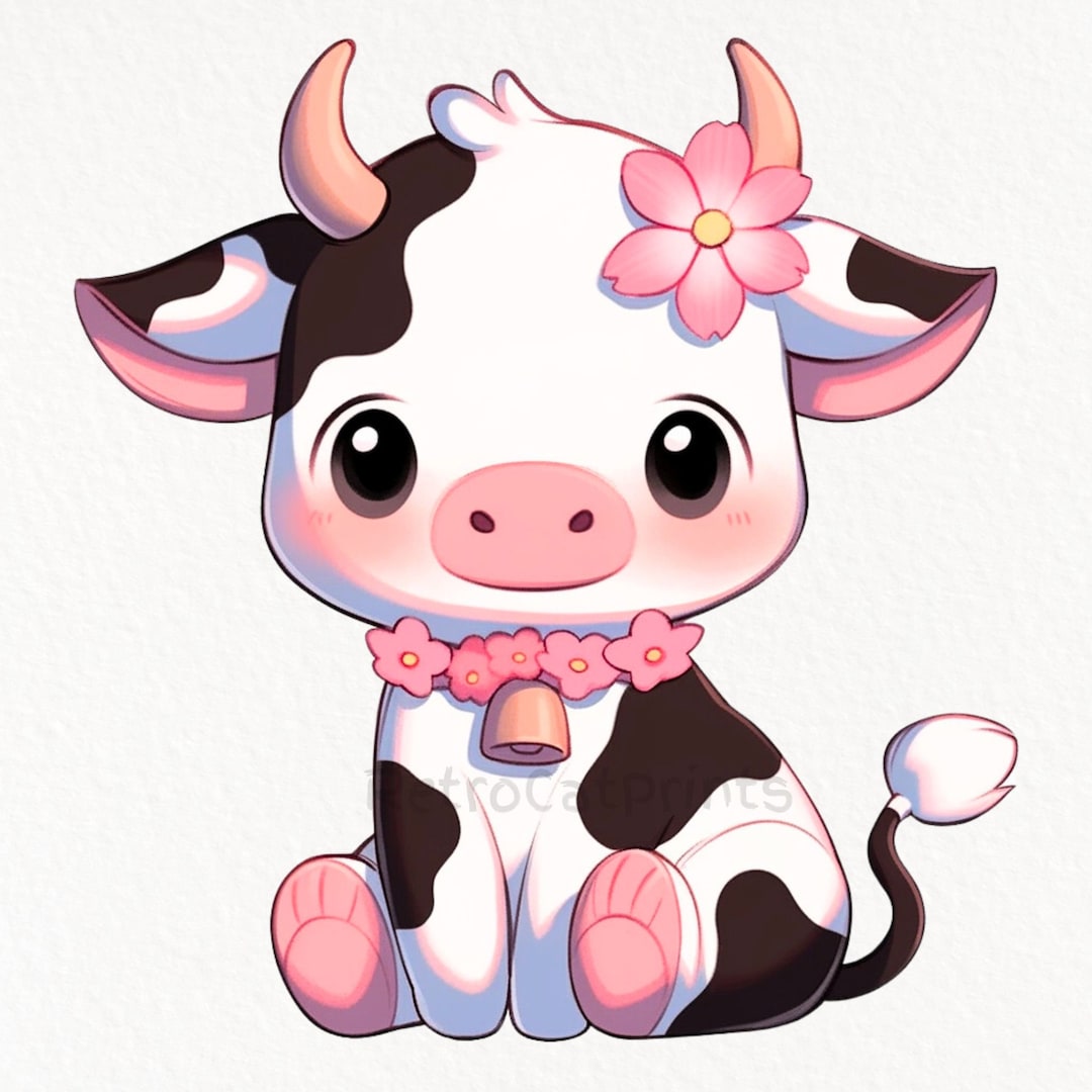 Cute Cow Clipart Set, Cute Cow Sublimation, Cute Cow Png, Cow ...