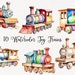 10 Watercolor Toy Train Clipart, Toy Train PNG, Nursery Train Clipart ...