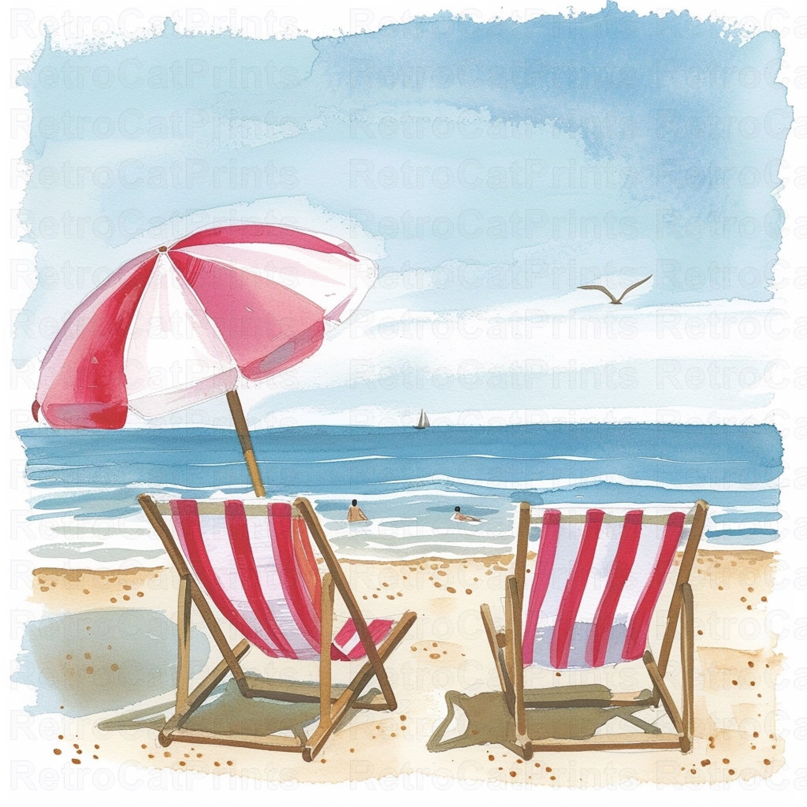 Vintage Beach Chairs Clipart, Summer Seaside Jpgs (digital Download) - Etsy