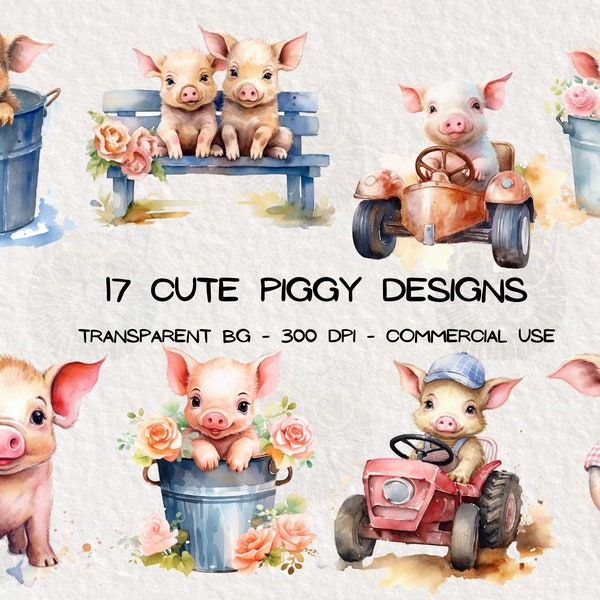 Pig Watercolor - Etsy