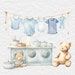 Handdrawn Baby Clothes Watercolor Clipart, Newborn Boy Clip Art, Baby ...