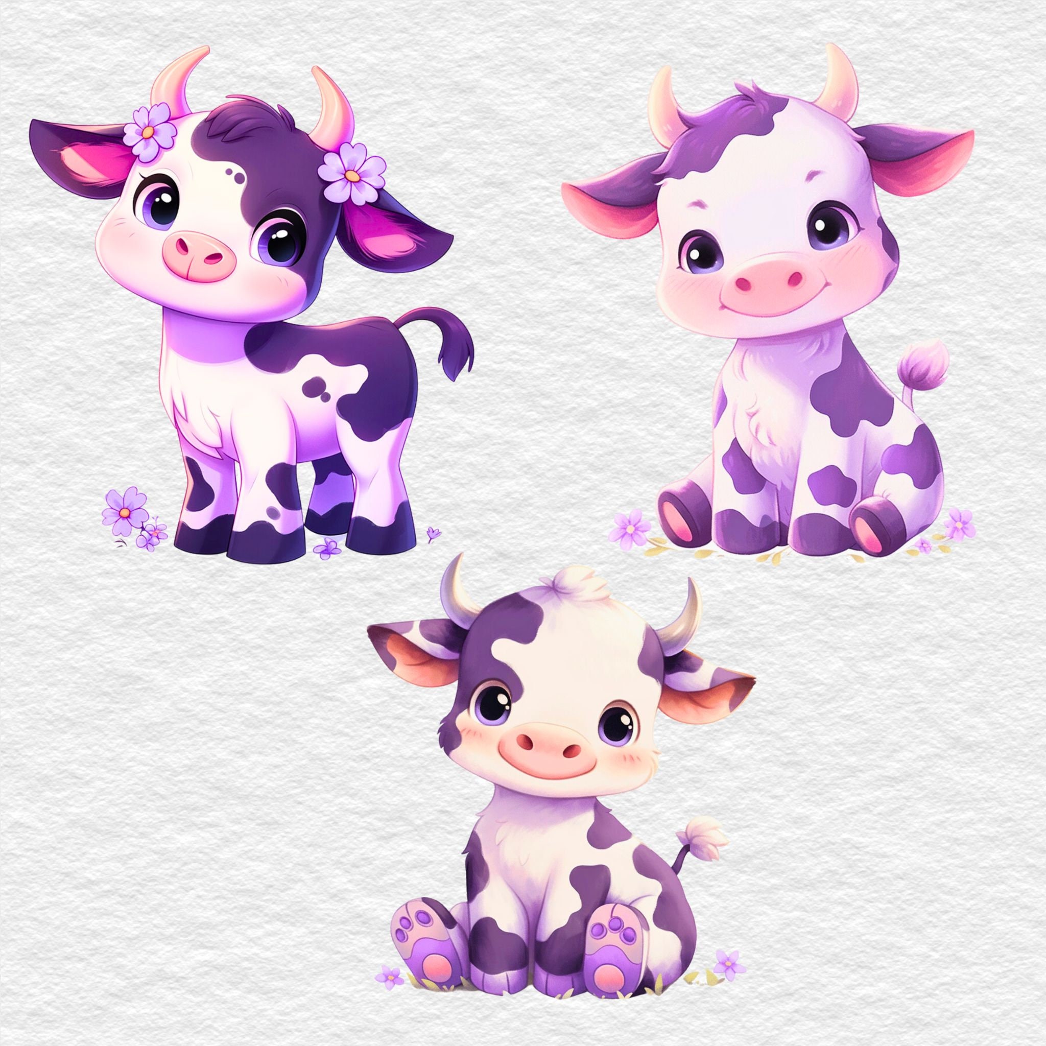 Purple Cow Clipart Set, Milka Cows Clipart, Cute Cow Png, Cow ...