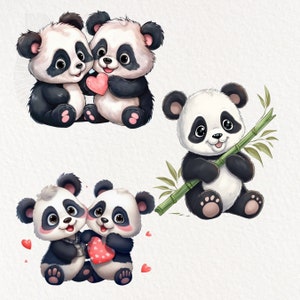 23 Panda Clipart BUNDLE, Cute Pandas Clipart, Pandas With Flowers ...