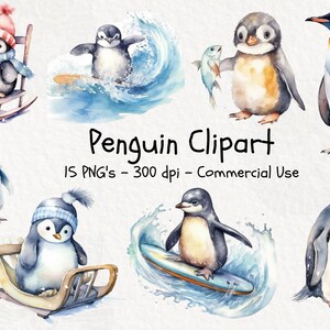 Watercolor Penguin Clipart, Nursery Decor, Watercolor Penguins PNG ...